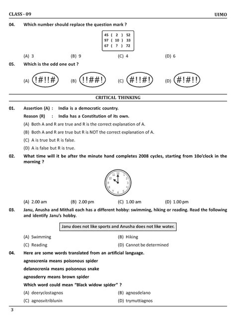 Unseen Passage For Class 9 Passage 02 Olympiad Tester