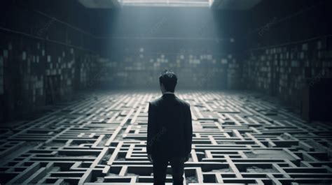 사업가가 미로 한가운데를 걷는다 사각형 미로에서 길을 잃은 사업가 고화질 사진 사진 빛 배경 일러스트 및 사진 무료 다운로드 Pngtree