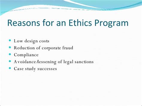 The Case For An Ethics Program Ppt