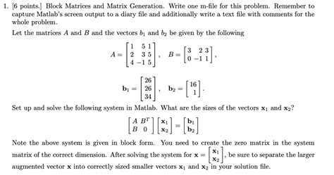 Solved 6 Points Block Matrices And Matrix Generation