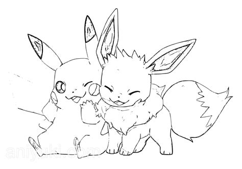 Pikachu And Eevee Coloring Page