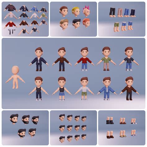 Low Poly Modular Character Assets Male Pack