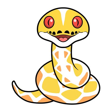 Premium Vector Cute Amelanistic Reticulated Python Cartoon