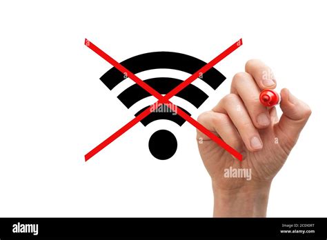 No WIFI Concept WIFI Symbol On Whiteboard Erased By Red Marker Pen Stock Photo Alamy