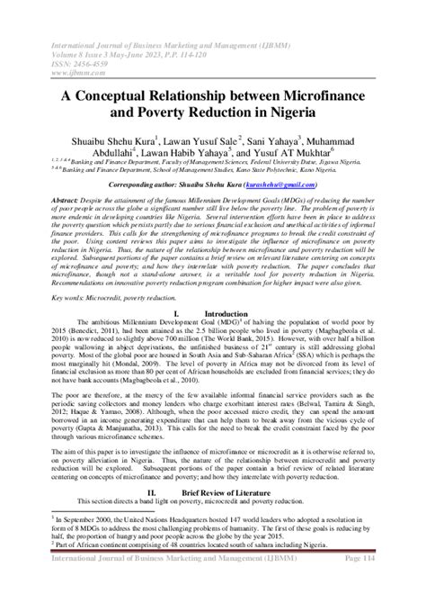 Pdf A Conceptual Relationship Between Microfinance And Poverty Reduction In Nigeria