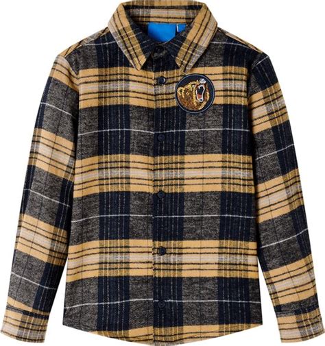 Vidaxl Kindershirt Geruit 128 Geel En Zwart Bol