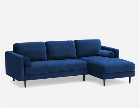 Structube Kinsey Velvet Right Facing Sectional Sofa In Blue Artofit