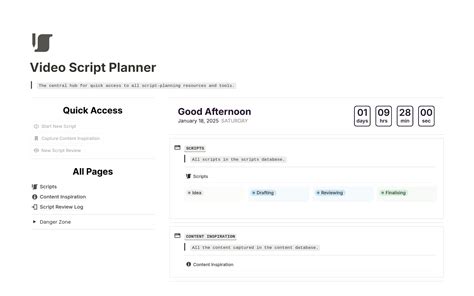 video script planner template by creatorjagat notion marketplace