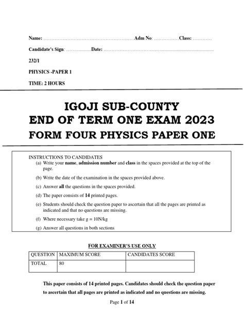 Form 4 Physics Pp1 Pdf Latent Heat Water