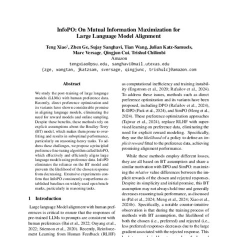 Infopo On Mutual Information Maximization For Large Language Model Alignment Acl Anthology