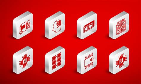 세트 라인 Cpu 마이닝 팜 디지털 회로 기판으로서의 두뇌 암호 화폐 비트 코인 Asic 마이너 지갑 스마트 계약 마이닝 및 달러 아이콘이있는 프로세서 칩 벡터 0명에 대한