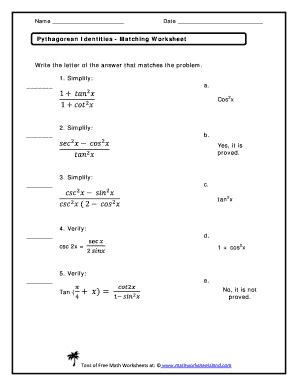 Pythagorean Identities Worksheet Fill Online Printable Worksheets Library