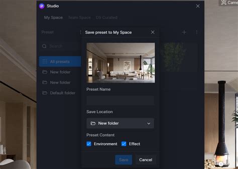 how to save and reuse environment and post effect presets user manual