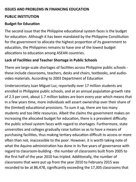 Addressing The Key Issues And Problems In The Philippine Public