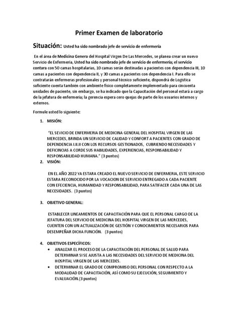 1°examendelabadmn 1 Pdf Enfermería Hospital