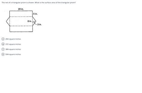 the net of a triangular prism is shown what is the surface area of the t