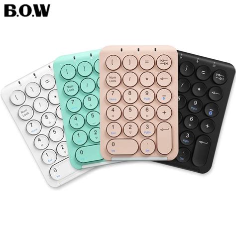 BOW Keys Wireless Number Pad Rechargeable Bluetooth Numeric Keypad Round Keycaps Numpad