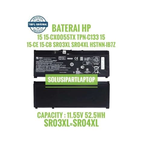 Jual Battery Original Hp Pavilion Gaming Series Sr03xl Hstnn Db8q Tpn C133 Di Seller