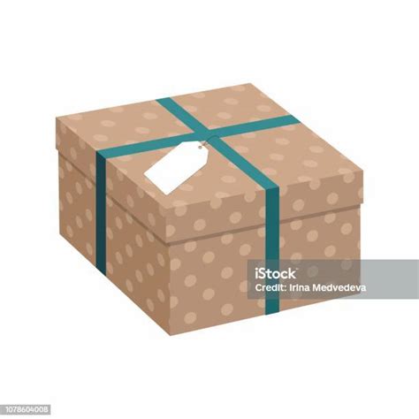 흰색 배경 위에 리본 선물 상자입니다 크 래 프 트 종이입니다 3 차원 일러스트 레이 션 3차원 형태에 대한 스톡 벡터 아트 및 기타 이미지 Istock