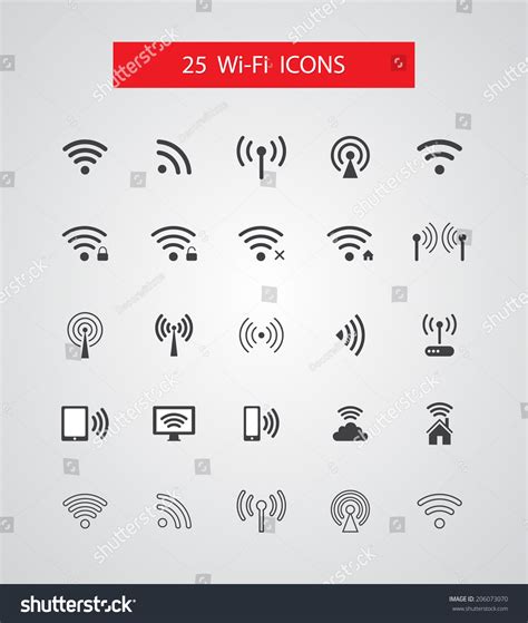 Set Isolated Vector Wireless Icons Stock Vector Royalty Free 206073070 Shutterstock