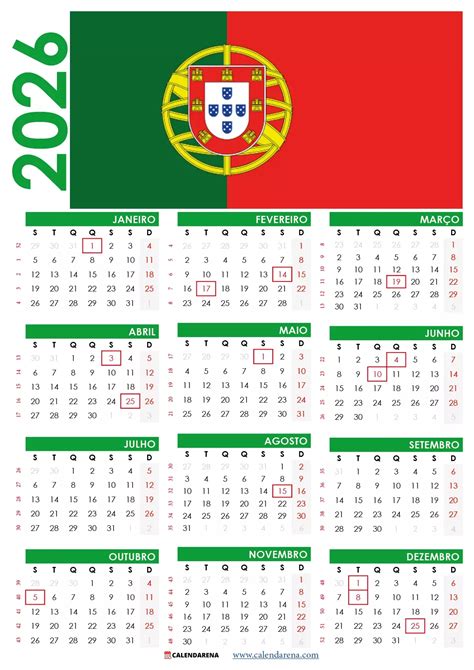 Calendário 2026 Portugal Calendário Dia De Portugal Dia Do Servidor