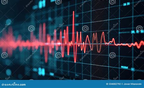 Seismograph Analysis Showcasing Seismic Wave Characteristics In Red