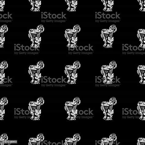 찻잔 손으로 그린 원활한 패턴 어떤 목적을위한 훌륭한 디자인 손으로 찻잔 스케치의 매끄러운 패턴을 그렸습니다 커피 개요 아이콘입니다 검은 색 배경에 격리 된 증기