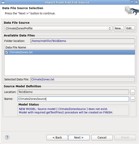 Model Flat File Data Source Teiid Examples