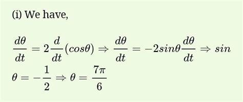 Find An Angle Theta Which Increases Twice As Fast As Its Cosine