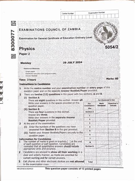 Physics 5054 Gce 2024 Qp Pdf