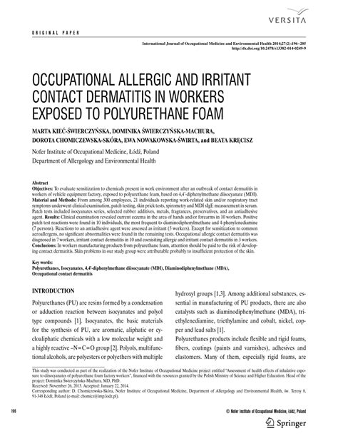 Pdf Occupational Allergic And Irritant Contact Dermatitis In Workers