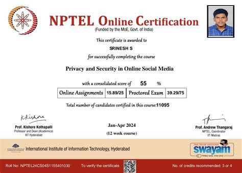 Srinesh S On Linkedin Nptel Onlinelearning Privacy Security