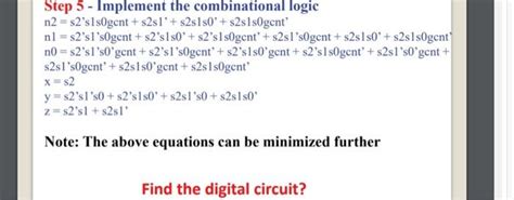 Solved Step 5 Implement The Combinational Logic N0