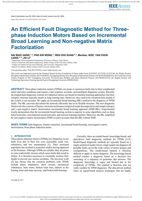 Pdf An Efficient Fault Diagnostic Method For Three Phase Induction