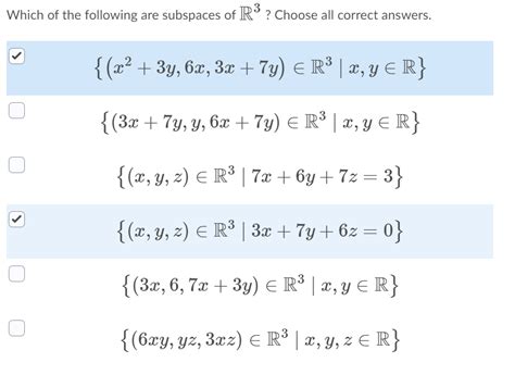 solved which of the following are subspaces of rº choose