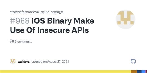 Ios Binary Make Use Of Insecure Apis Issue Storesafe Cordova