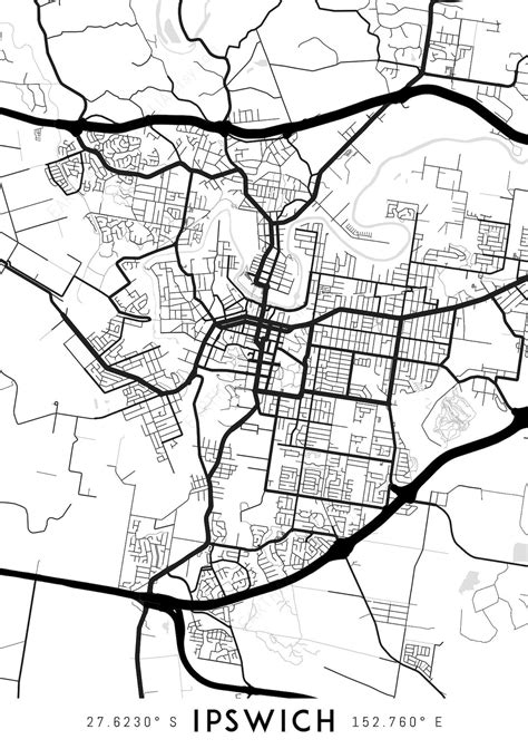 Ipswich Map Print Printable Ipswich Map Art Ipswich Print Etsy Australia