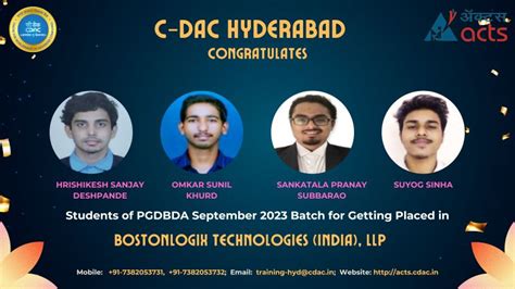 Acts Cdac Hyderabad On Linkedin Placementsuccessstories Pgdbda