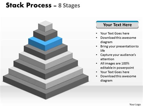 Stack Process 8 Stages For Sales Process Graphics Presentation Background For PowerPoint