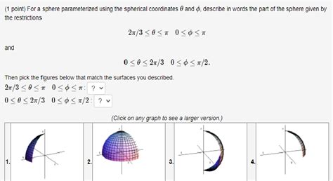 Solved 1 Point For A Sphere Parameterized Using The