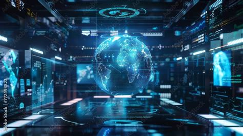 An Immersive 3d Animation Displaying A Holographic Representation Of Planet Earth Within A