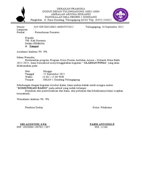 Surat Pemateri Pramuka Pdf