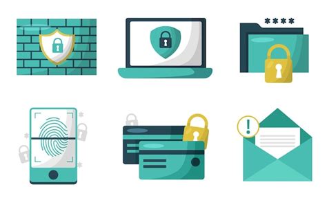 Premium Vector Digital Data Protection Design Element Vector Cyber Security Illustration Set
