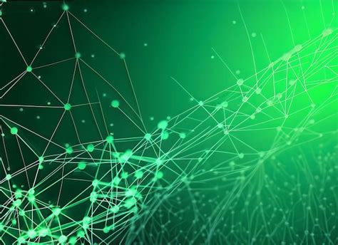 Premium Ai Image Abstract Background With Green Moving Lines And Dots Network Connection
