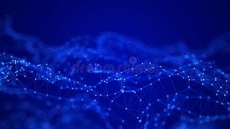 Blue Digital Background Network Connection Structure On Blue Background 3d Rendering Stock