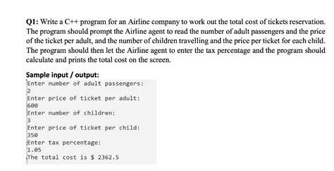 Solved Q Write A C Program For An Airline Company To Chegg