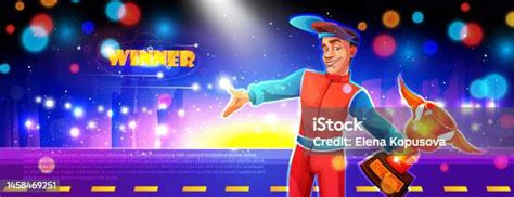 만화 스타일의 스포츠와 승리 개념 추상적인 화려한 밤 배경에 승자 컵이 있는 레이서에 집중합니다 경마장의 결승선 배경 주제에 대한 스톡 벡터 아트 및 기타 이미지 Istock