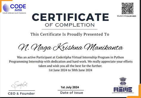 Completed Python Programming Course By Codealpha Nallazarla Naga