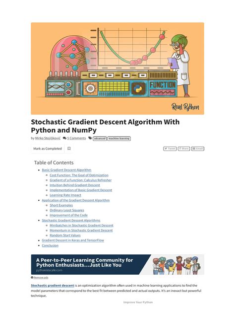 Stochastic Gradient Descent Algorithm With Python And Numpy Real