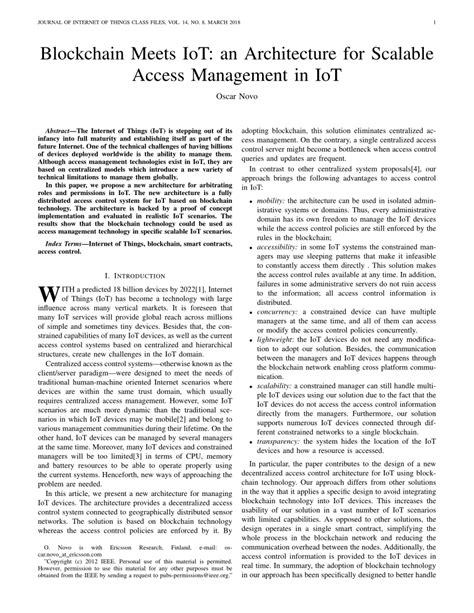 Pdf Blockchain Meets Iot An Architecture For Scalable Access